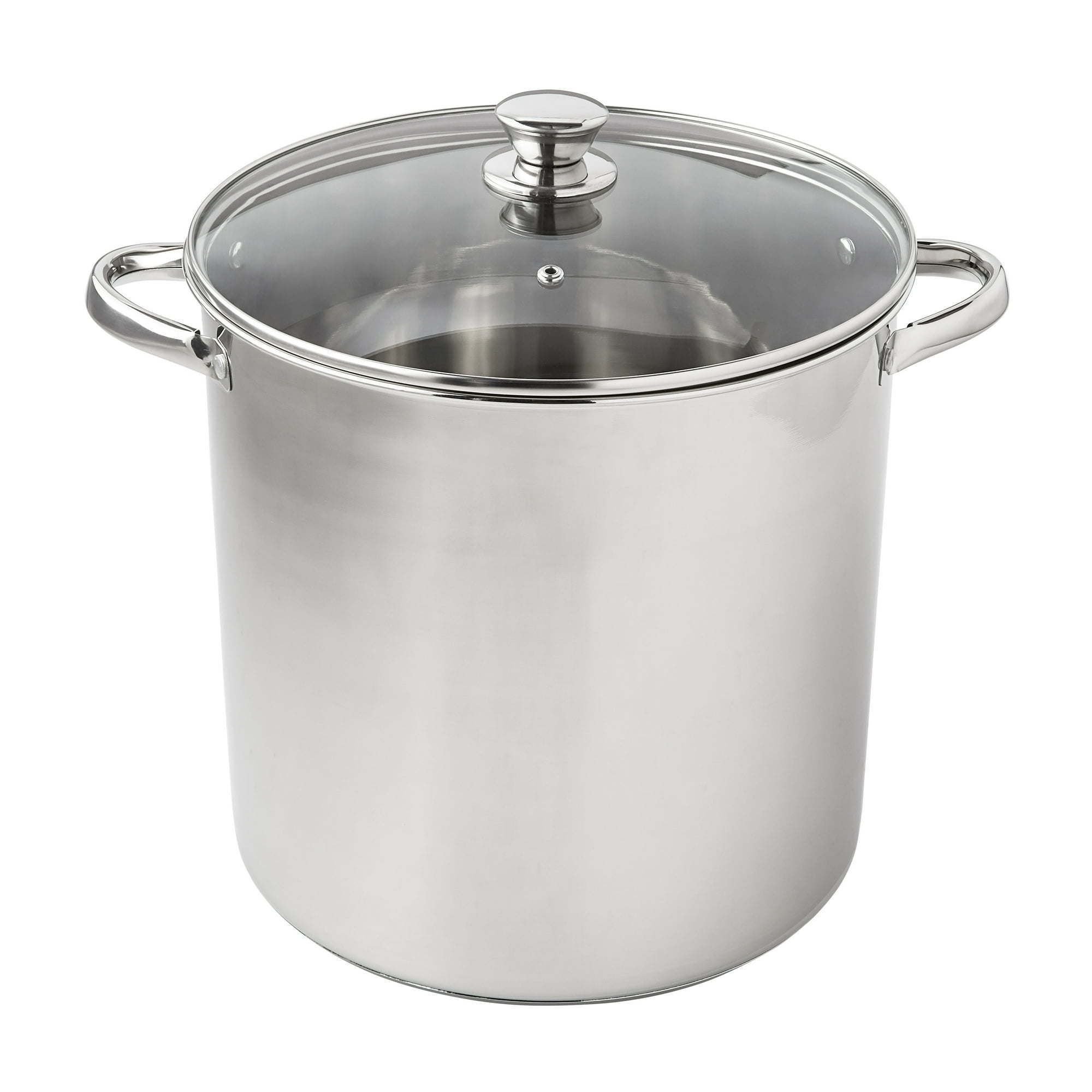Stainless Steel 16-Quart Stock Pot with Glass Lid, Induction Compatible ...
